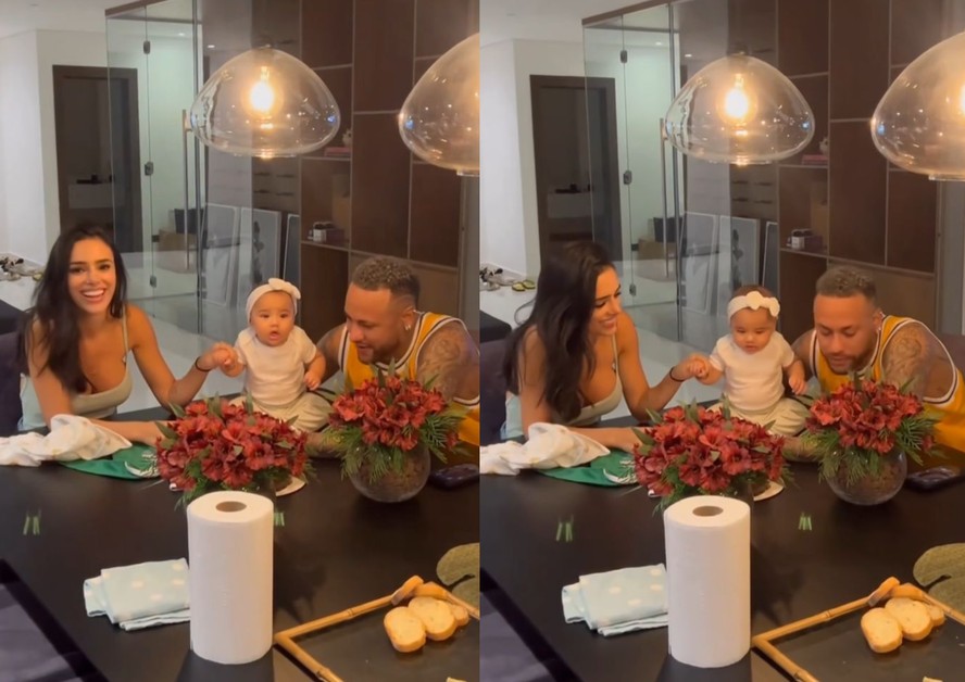 Neymar e Bruna Biancardi comemoram juntos os 6 meses da filha Mavie; vídeo