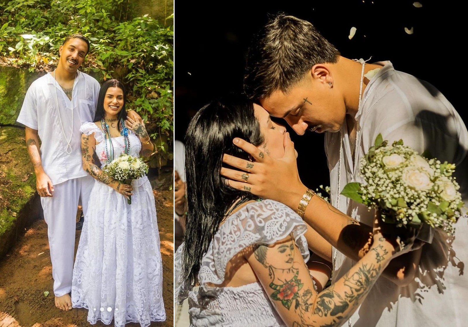 Cantor Delacruz se casa na umbanda com irmã de ex-BBB: 'Energia incrível'