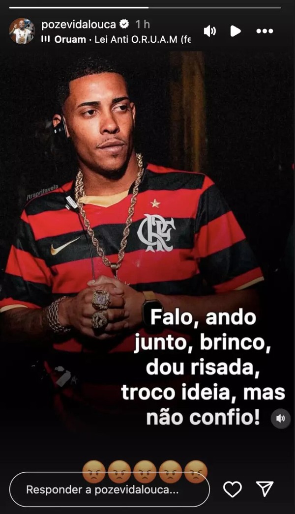 MC Poze aconselha Oruam após nova prisão: 'Se estou sendo chato, é para o seu bem'