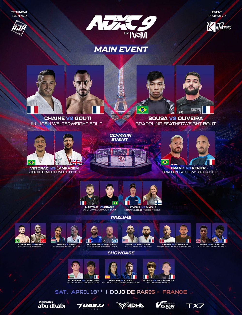 ADXC 9 tem card completo divulgado com brasileiros em duelos internacionais