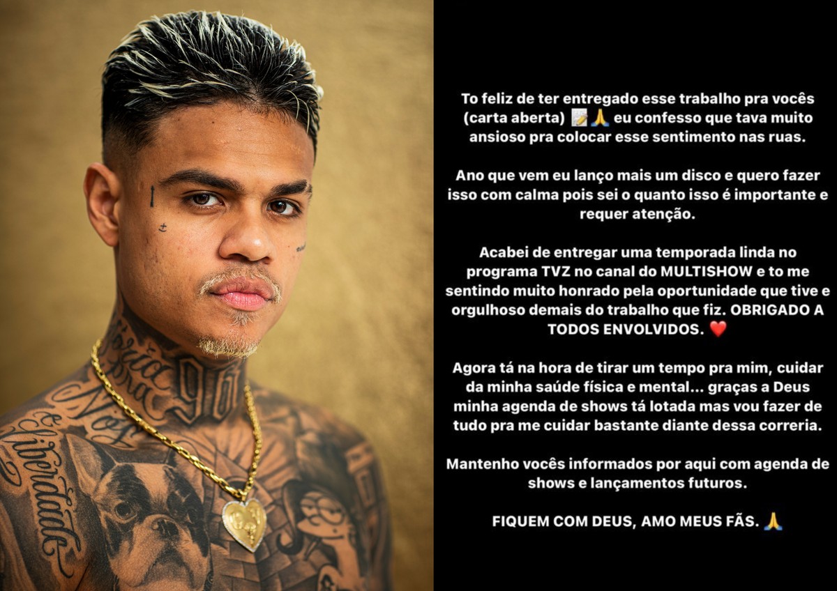 MC Cabelinho anuncia que irá se afastar das redes sociais: 'Cuidar da ...
