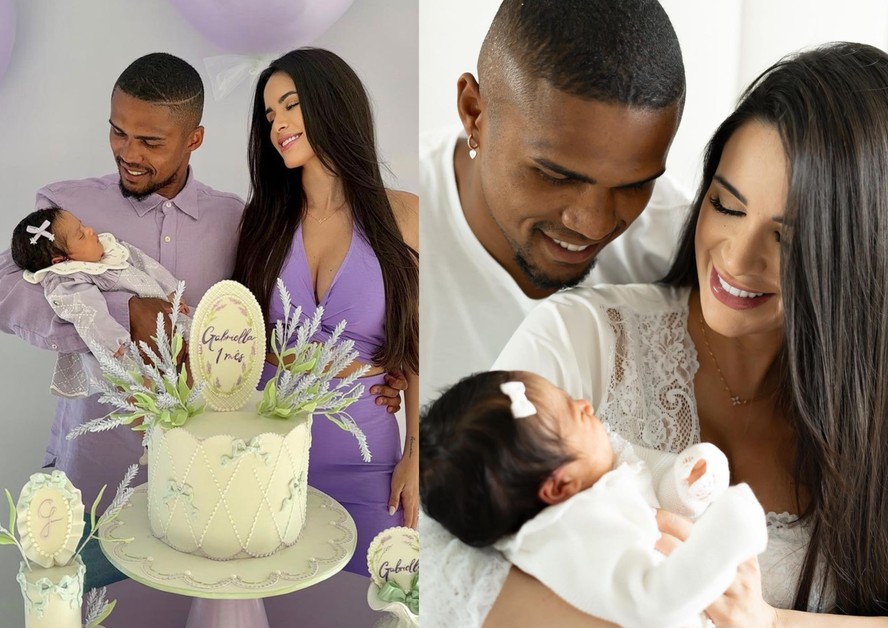 Douglas Costa, do Fluminense, e mulher comemoram primeiro mês da filha ...