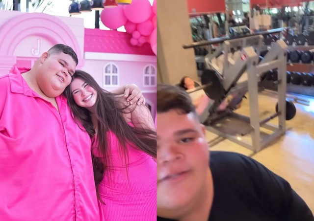 Namorada do Gordão da XJ foca na academia e perde 12kg após ajudar influenciador a emagrecer 75kg