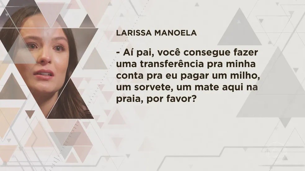 Vídeo de mãe de Larissa Manoela fazendo pix de R$ 25,80 para a filha ...