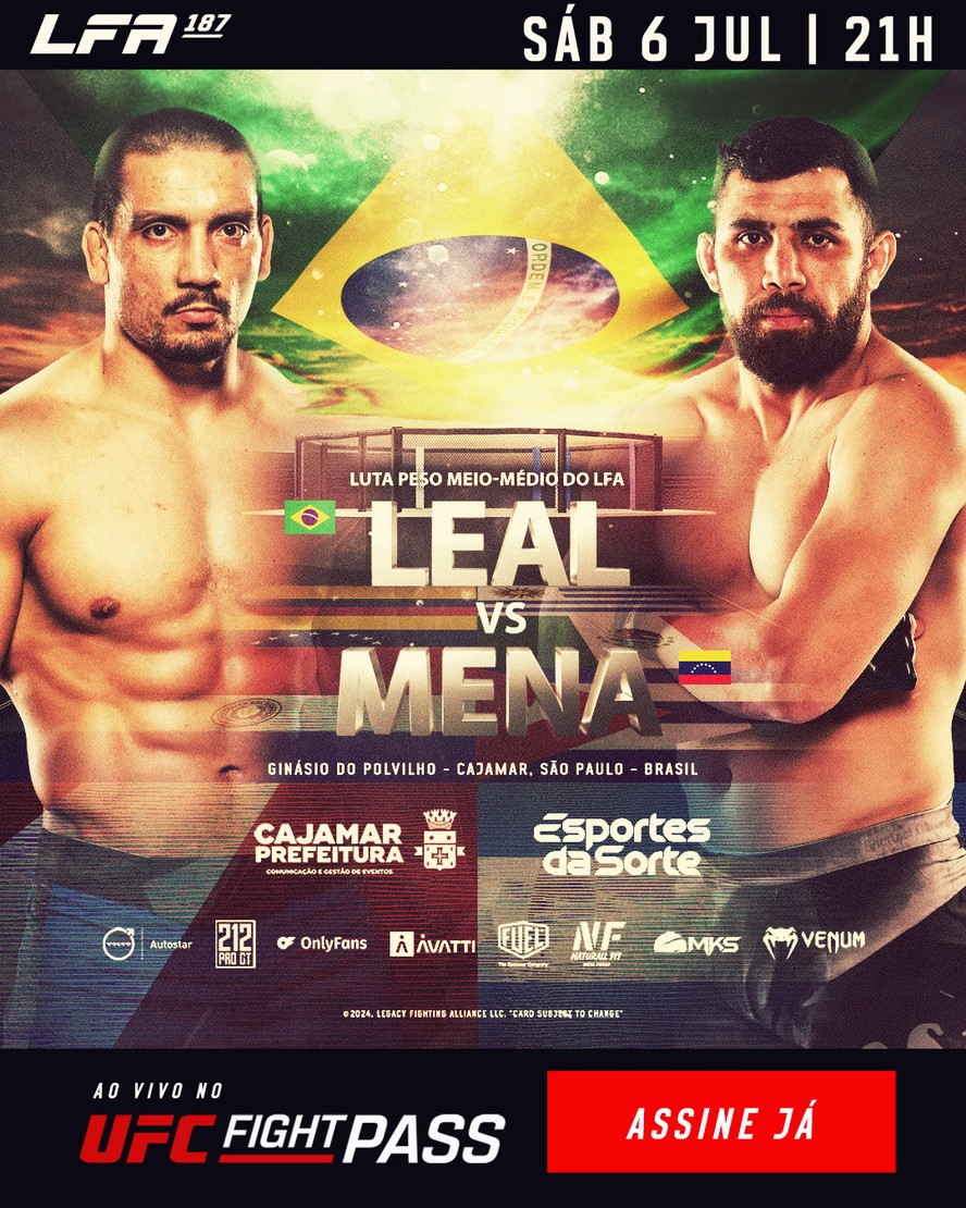 LFA 187 terá duelo Brasil x Venezuela na luta principal