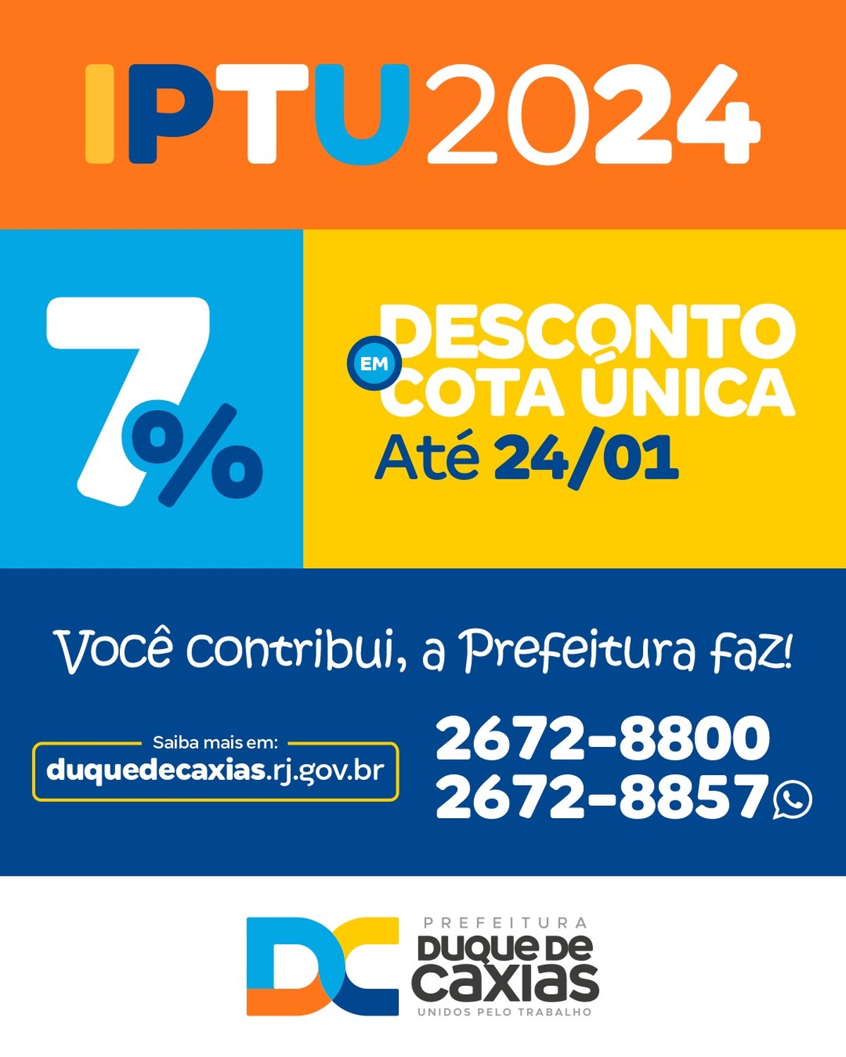 Duque de Caxias: IPTU com desconto maior só até o dia 24