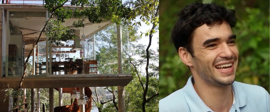 Mansão de vidro de Caio Blat, à venda por R$ 4,5 milhões, tem piscina natural e rampa íngreme de ...