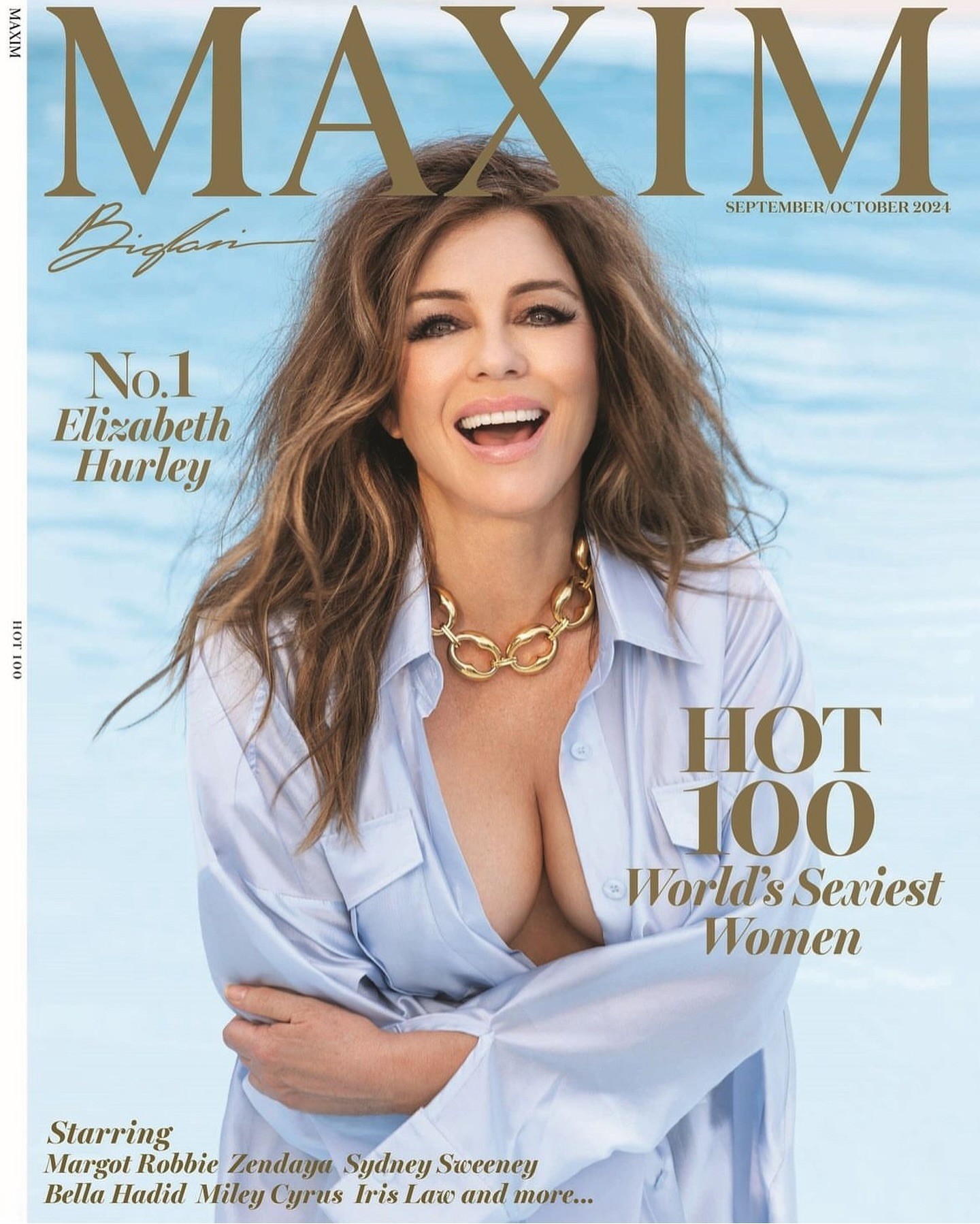 Aos 59 anos, Elizabeth Hurley é eleita por revista a Mulher Mais Sexy do Mundo