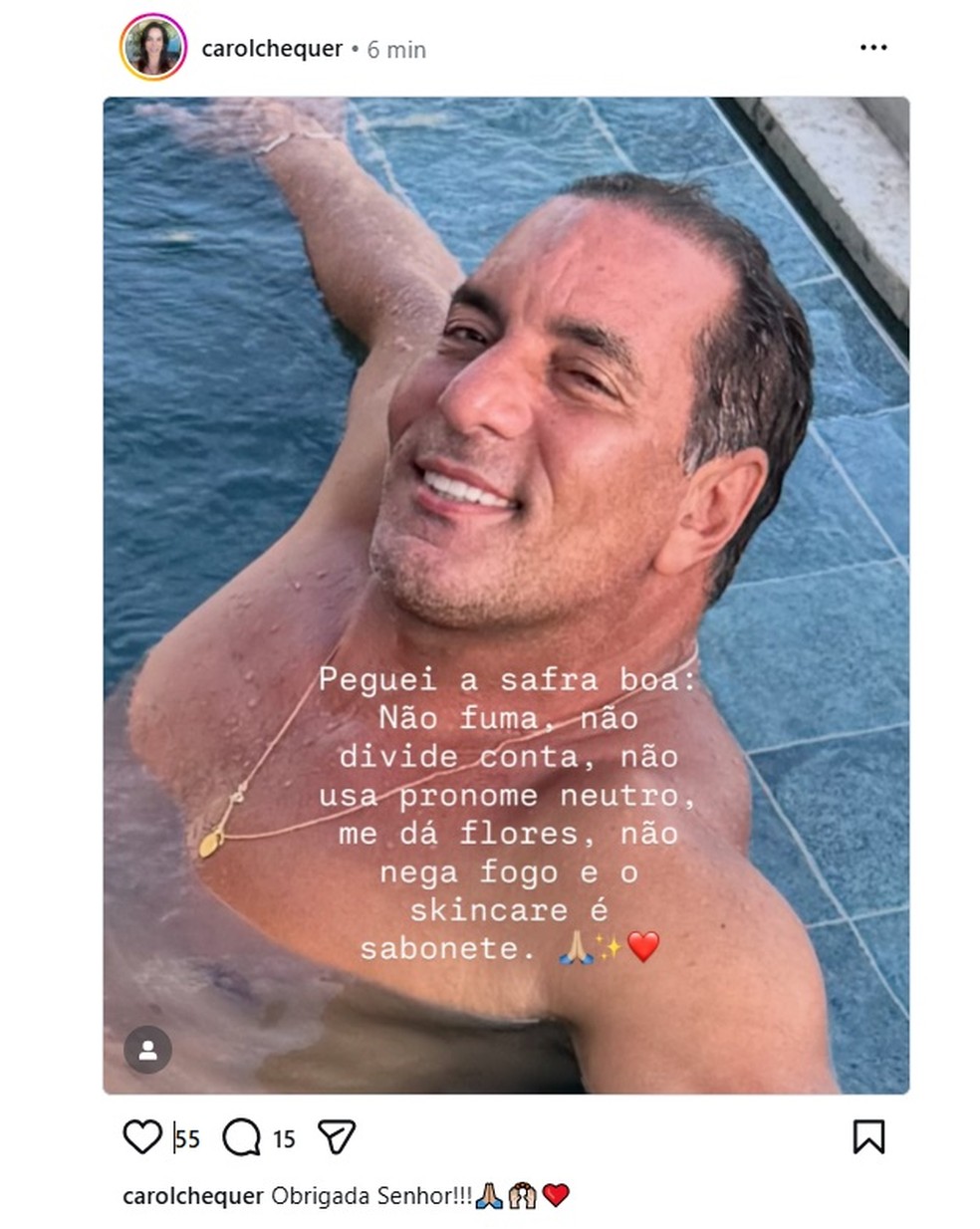Namorada se gaba sobre Edmundo: ‘Não usa pronome neutro e não nega fogo’