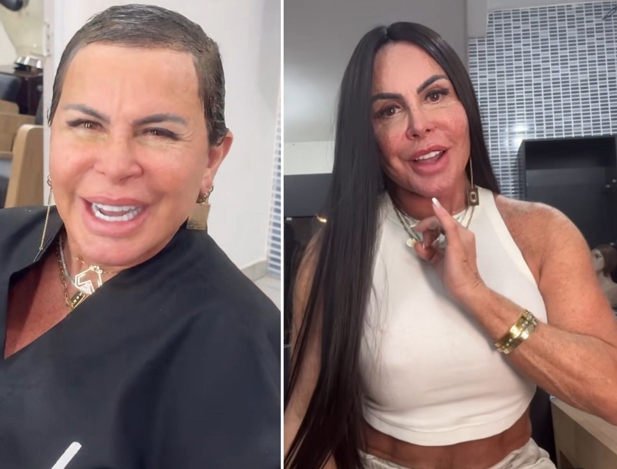 Gretchen mostra transformação com novo mega hair após perder cabelo