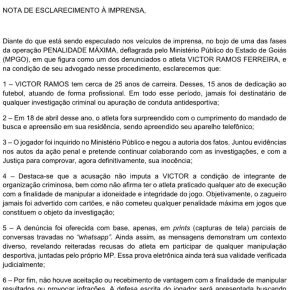 Victor Ramos nega envolvimento com esquema de apostas: 'Não houve ...