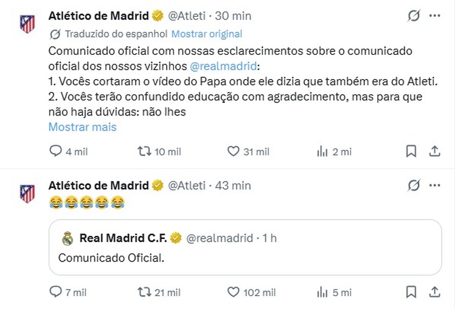 Real Madrid anuncia Papa Leão XIV como membro honorário