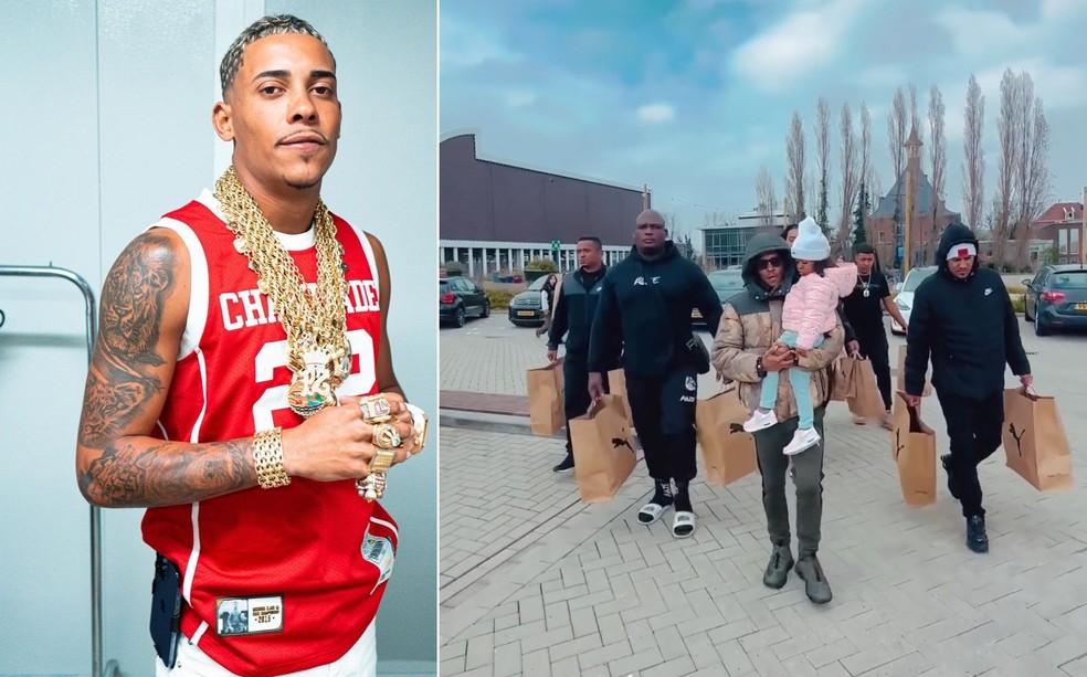 MC Poze ostenta com compras na Europa em viagem com a filha e a ex-mulher