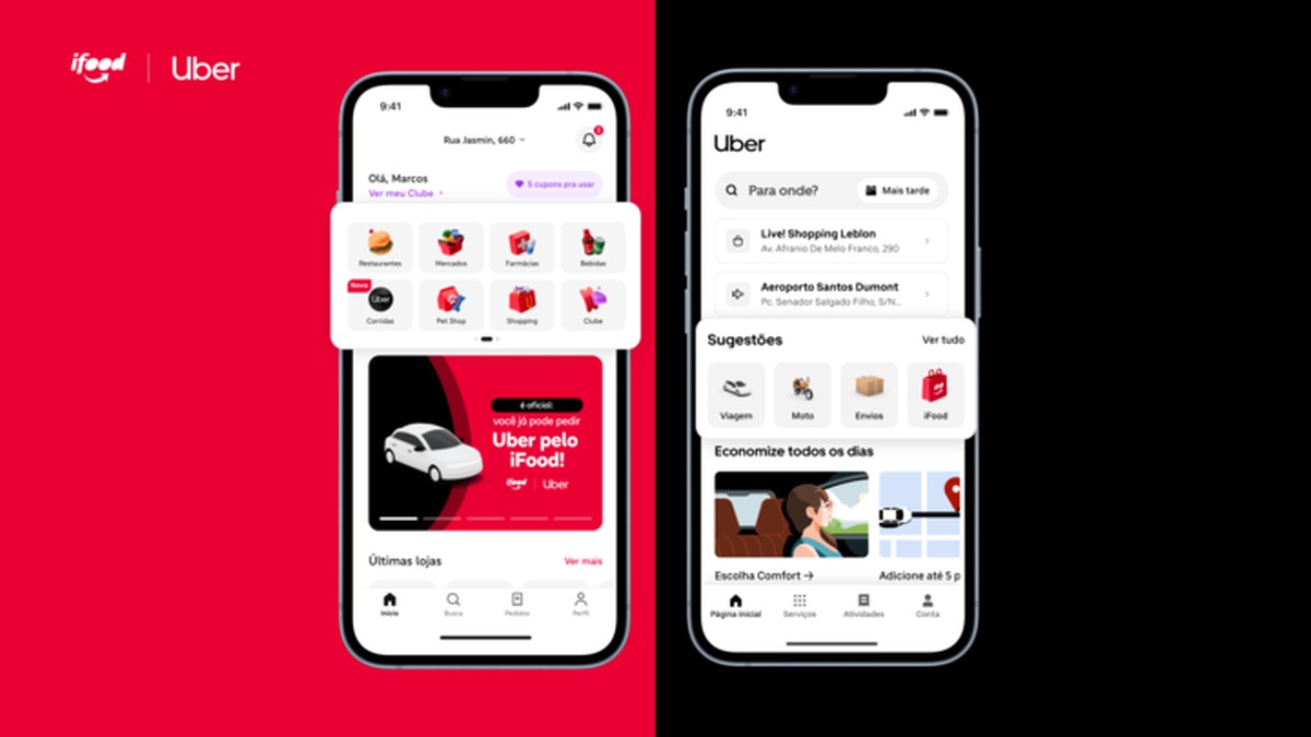 iFood e Uber iniciam integração entre aplicativos. Entenda a novidade