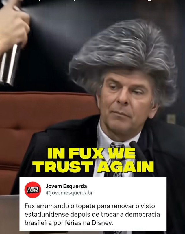 É peruca? Cabelo de ministro Luiz Fux vira meme nas redes sociais