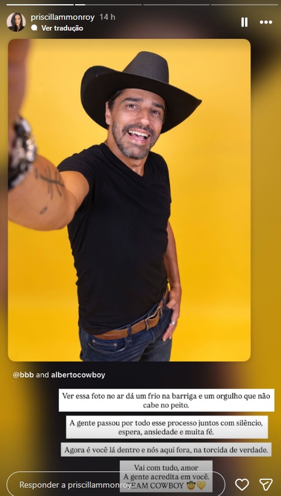 'Orlando inteira é team Cowboy': Veterano do 'BBB 26' mora com a mulher ...