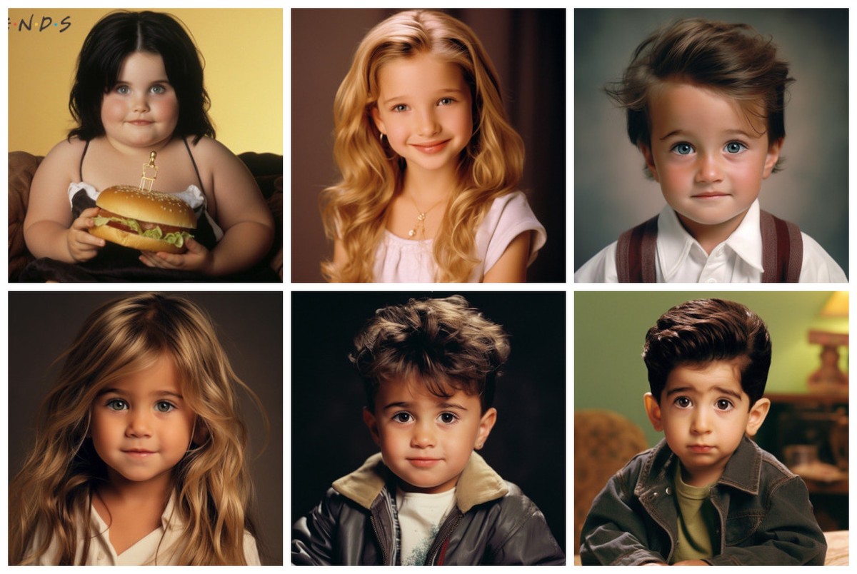 Como eram os personagens de 'Friends' crianças? Fotos criadas por IA ...