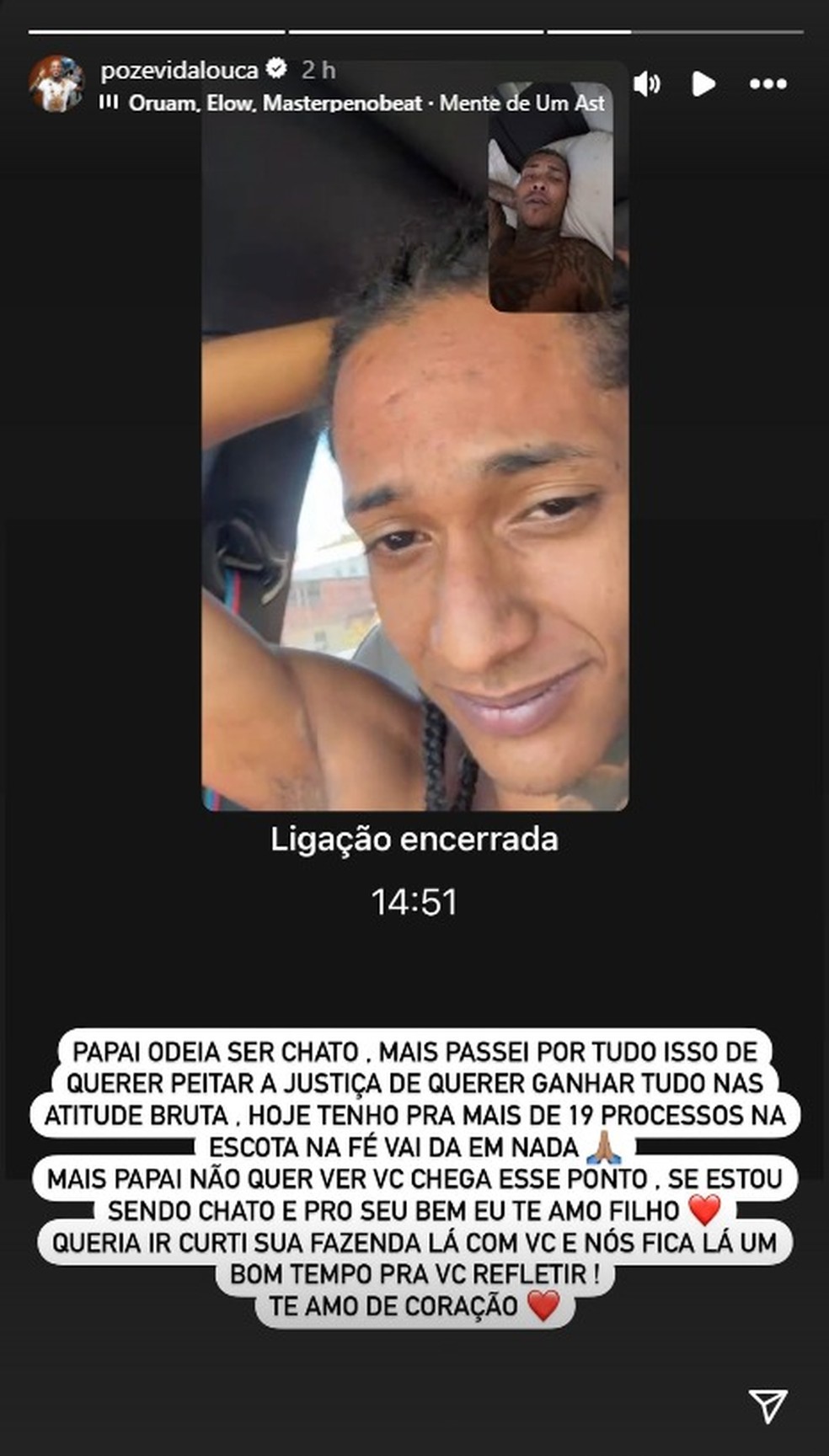 MC Poze aconselha Oruam após nova prisão: 'Se estou sendo chato, é para ...