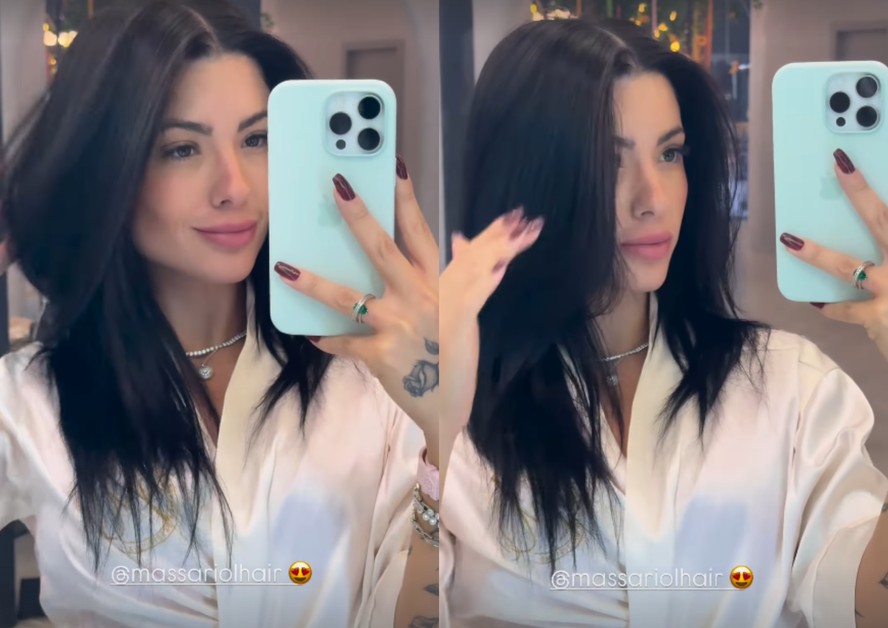 Namorada de Belo, Ray Figliuzzi surge com cabelos curtos sem megahair