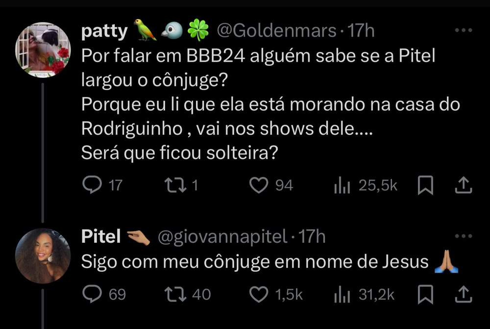 Após rumores de término, Pitel nega estar solteira: 'Sigo com meu cônjuge'