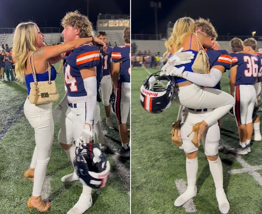 Abraço de mulher no filho após vitória no futebol americano divide ...