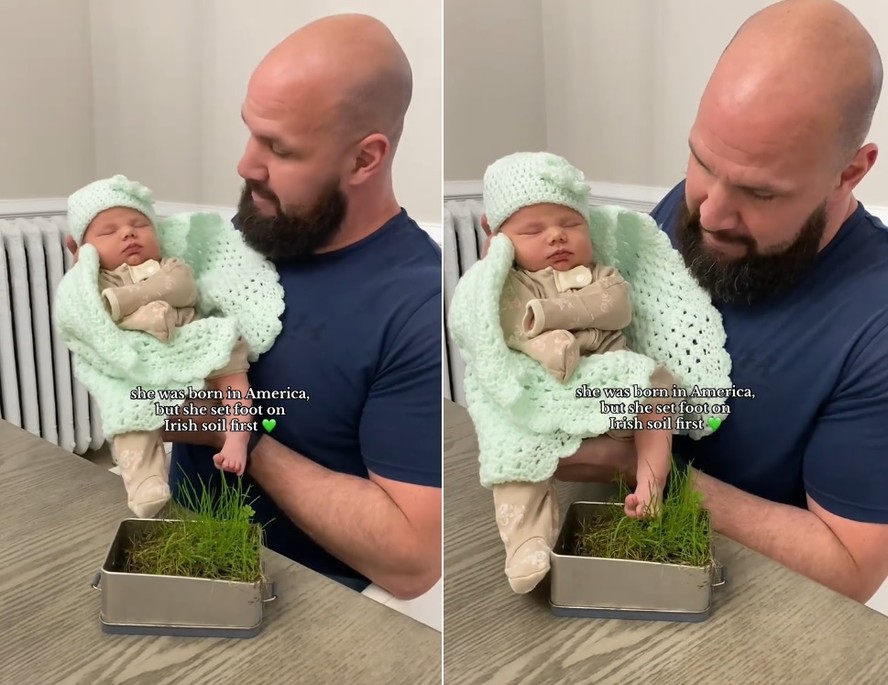 Casal dos EUA viraliza ao trazer terra da Irlanda para bebê dar os ...