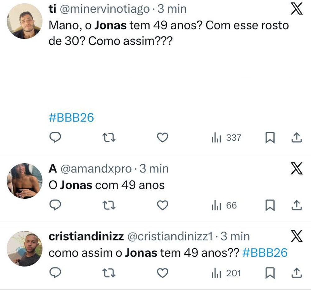 Jonas, do 'BBB 26', tem 49 anos? Internautas questionam idade do ...
