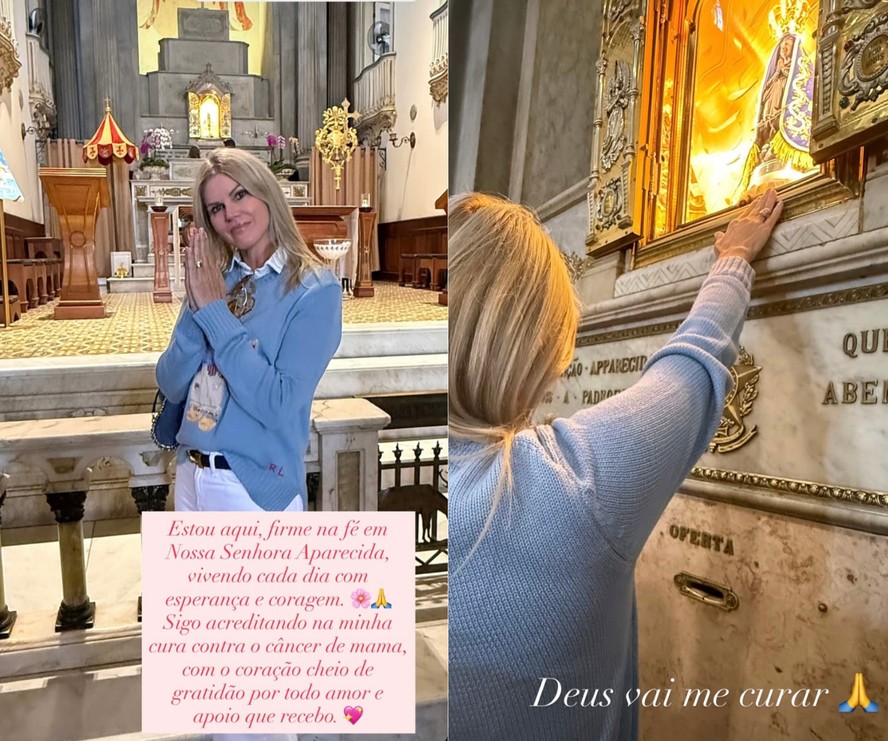 Após diagnóstico de câncer de mama, Val Marchiori vai a Santuário antes ...