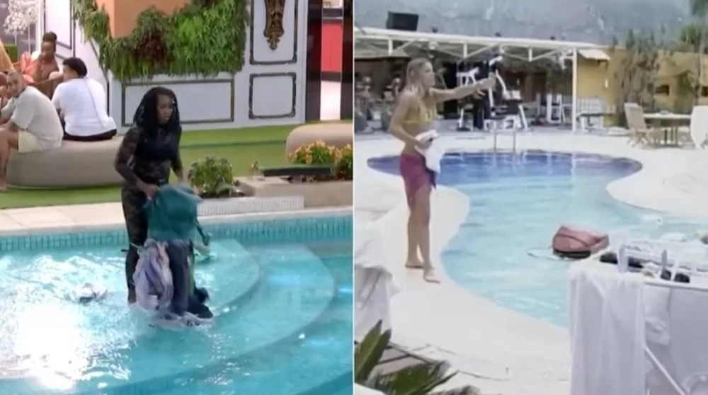 Leidy Elin, do 'BBB 24', repete episódio do 'BBB 2' ao jogar mala de Davi na piscina, e treta ...