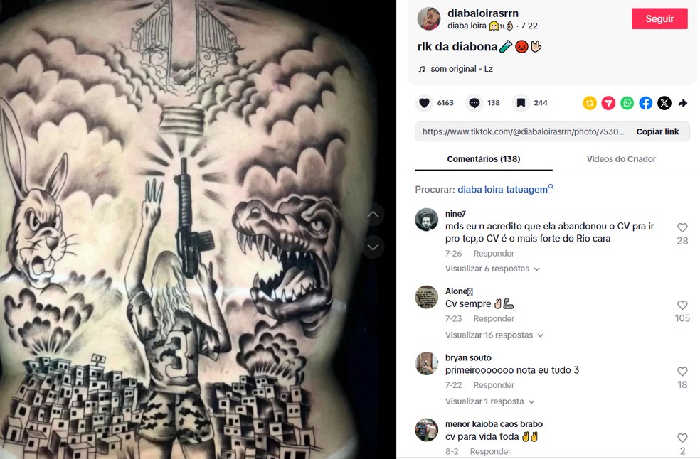 'Se liga, Doca': dias antes de ser executada, Diaba Loira mandou recado ...