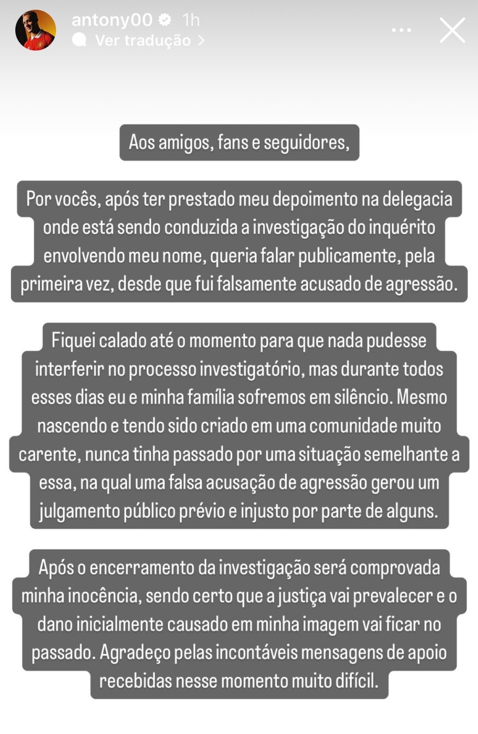 Jogador Antony Se Pronuncia Sobre Acusação De Agressão Feita Por Dj