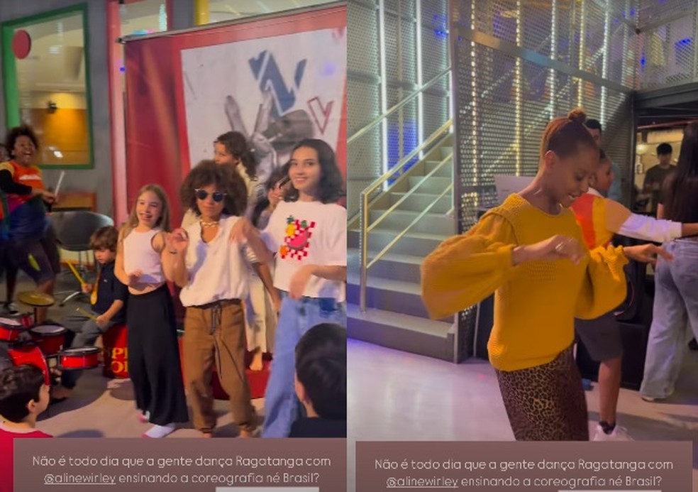 Aline Wirley ensina coreografia do Rouge em aniversário de caçula de ...
