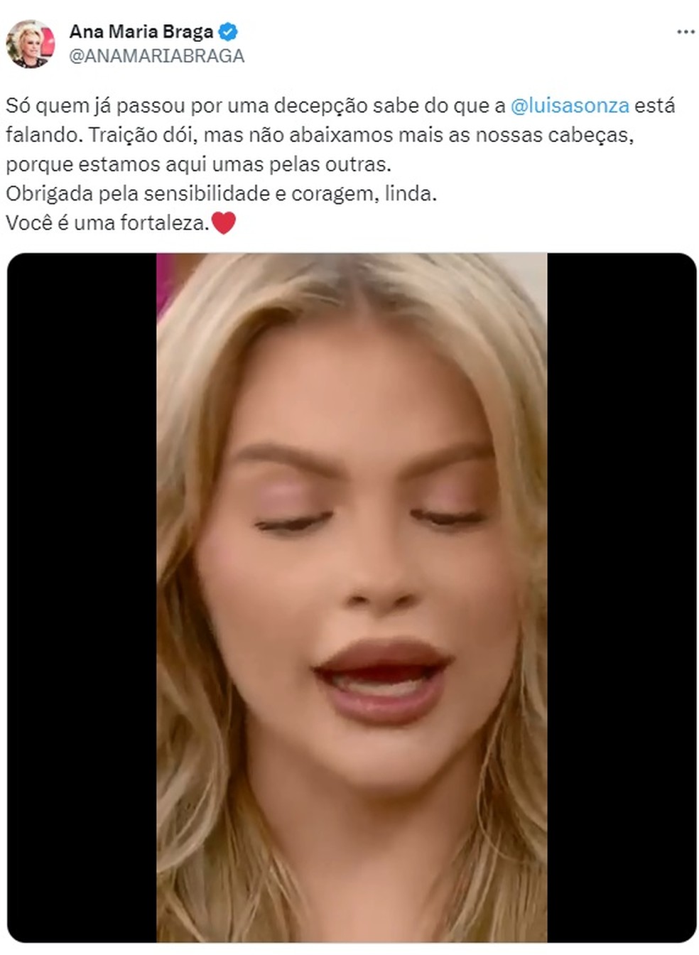 Ana Maria Braga sai em defesa de Luísa Sonza, após expor traição de ...